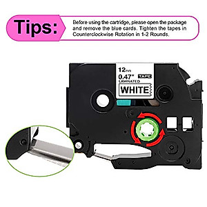 Compatible Brother TZe TZ Tape 12mm 0.47" Label Maker Tape TZe-231 TZeMQP35 TZeMQF31 TZeMQ531 TZeMQE31 TZeMQY31 Laminated Tape for Brother P Touch PT H110 D200 D210 D400 D600, 6 Pack