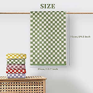 Sawowkuya 5 Pcs Checkered Hand Towels, 100% Cotton Bath Towels Checkered Towel, Soft Absorbent Hand Towels for Bathroom, 13” x 29” Cute Patterned Face Towels for Spa Gym Kitchen