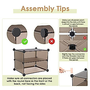 UNZIPE Shoes Organizer Cabinet, Shoe Rack Storage with Door, 16 Pairs Free Standing Shoe Racks Plastic Shoes Shelves DIY Cube Organizer for Entryway Closet Hallway Bedroom, Dark Coffee
