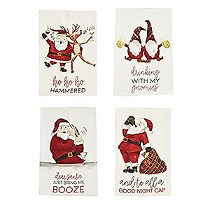 Mud Pie Alcohol Christmas Towel, Ho Ho Hammered, 26" x 16.5"