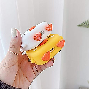 LUVI Compatible with Airpods Pro2 Case Cute Cartoon Lovely Duck Chicken Soft Rubber Silicone Flexible 3D Cover with Hand Strap Support Wireless Charging Luxury Fashion Skin for Airpods Pro2