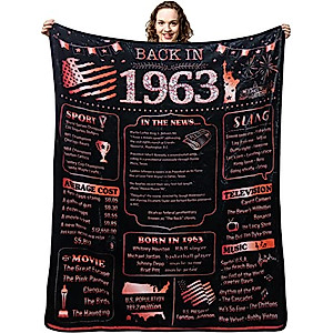 Henghere 60th Birthday Gifts for Women Friend, Mom, Grandma, Sister, Wife, Aunt, Coworker, Happy 60 Year Old Birthday Decorations Women | Blanket for Bed Sofa 60x50 Inches, Rose Gold