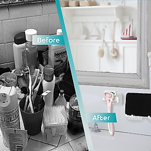 Hook LAB Self Adhesive Shower Razor Holder 2 Pack - Removable & Reusable Waterproof Hooks for Shower Wall | Suits Towels, Bath Accessories, Decoratives & More in Kitchen Bathroom (White)