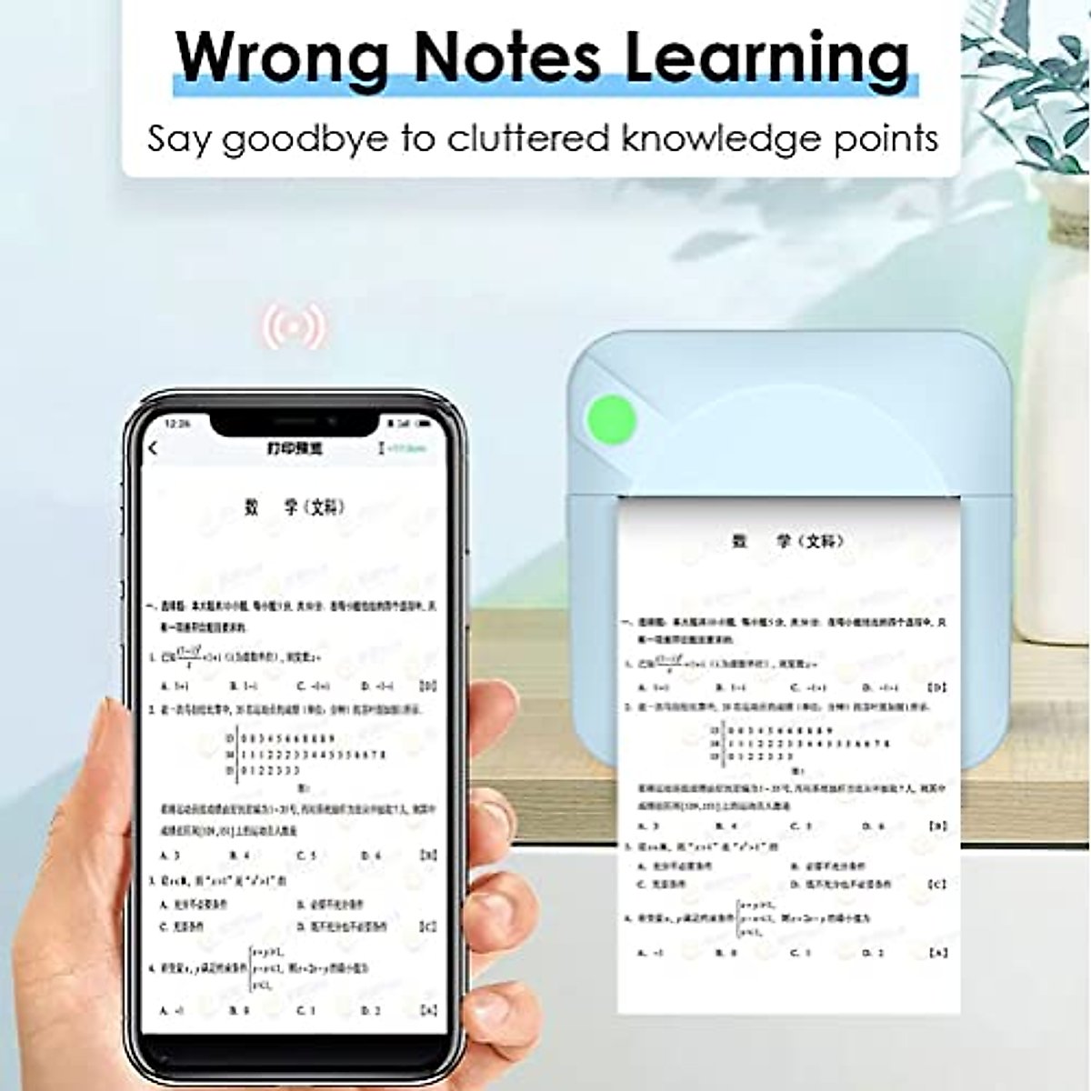 Wisoqu Mini Printer Pocket Mini Printer,200DPI Resolution Thermal Printing Ergonomic Printer,Wireless Mobile Photo Mini Printer Compatible with Android and iOS(Blue)