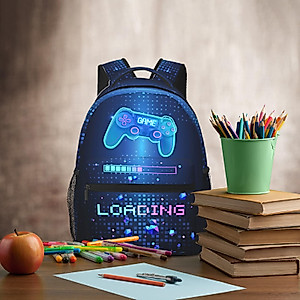 SENROLAN Abstract Gamepad Backpack Games Gaming Travel Laptop Backpack Water Resistant Bags Bookbag Travel Hiking Camping Daypack for Adults Teens Boys Girls