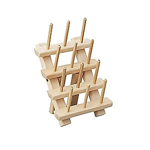 Spool Thread Holder, 12 Spools Wooden Thread Holder Foldable Spool Wooden Thread Rack Sewing and Embroidery Thread Rack and Organizer for Sewing Machine