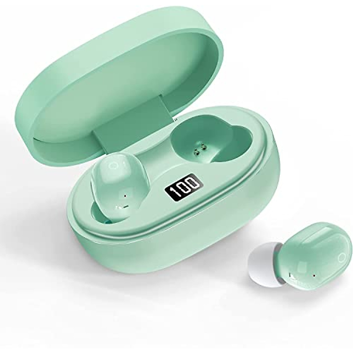 Wireless Earbuds, Bluetooth Earphones Stereo HiFi Sound Noise Cancelling with Built-in Microphone, True Wireless Headphones In-Ear Earbuds for Sports and Work, Compatible with iPhone, Android- Green