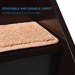 ARF Pets Cat Step House – Wooden Pet Stairs w/ 3 Nonslip Steps, Built-in House for Dogs, Cats & Short Pets to Reach Bed, Couch, Window, Car & More Extra Bonus Cushion Included