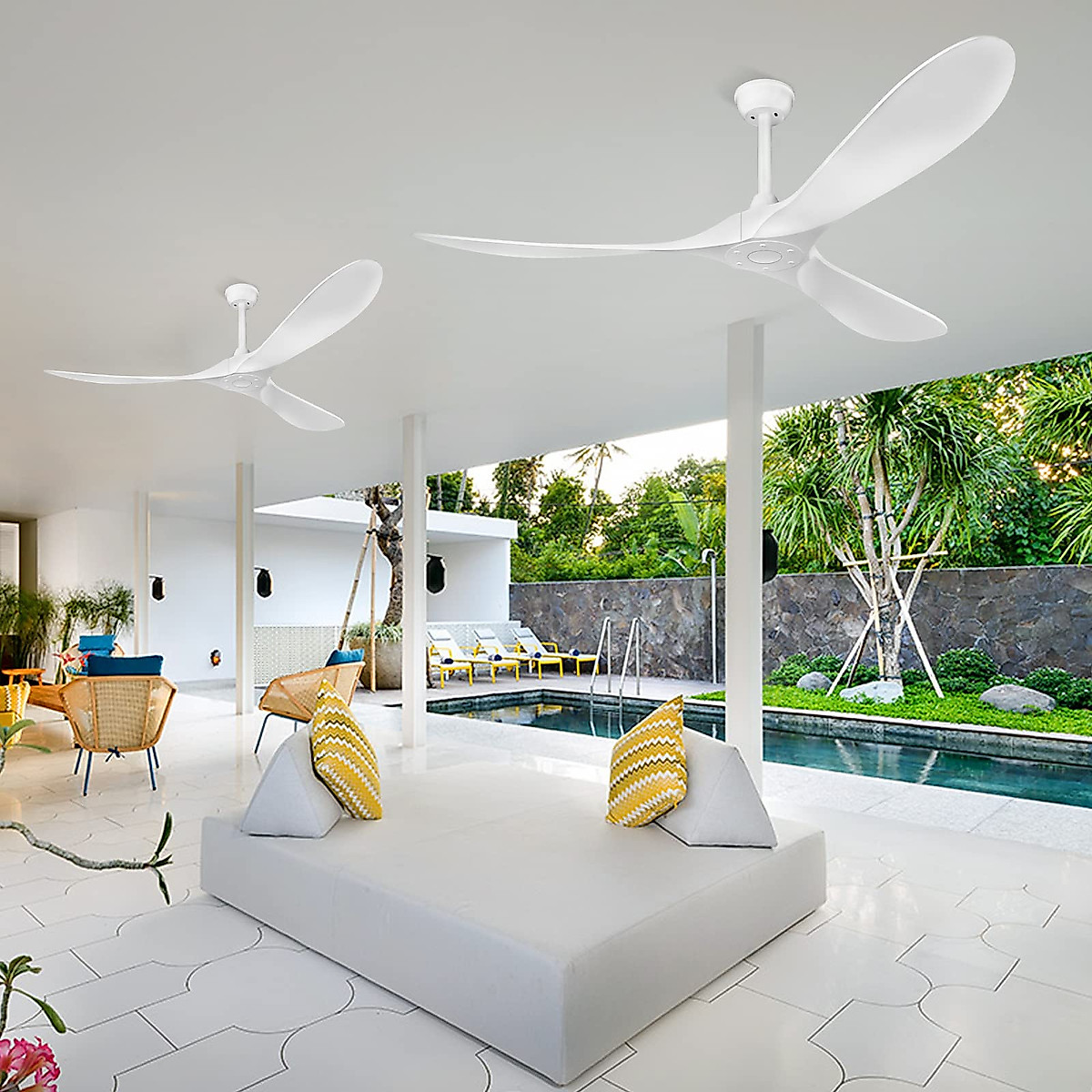 ghicc White Ceiling Fan with Remome Ceiling Fans for Patios Modern Ceiling Fan No Light