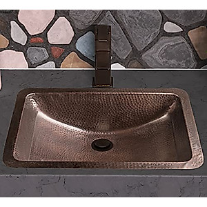 Monarch Abode 17095 Hand Hammered Venetian Dual Mount Bathroom Vanity Sink, 21 Inches, Pure Copper