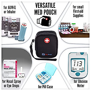 PracMedic Bags Insulated Medical Pouch and Medication Travel Organizer- Lightweight, Compact- holds Auvi Q, Anti-Histamine tablets, Nasal Spray, Eye Drops, Small Meds (Black)