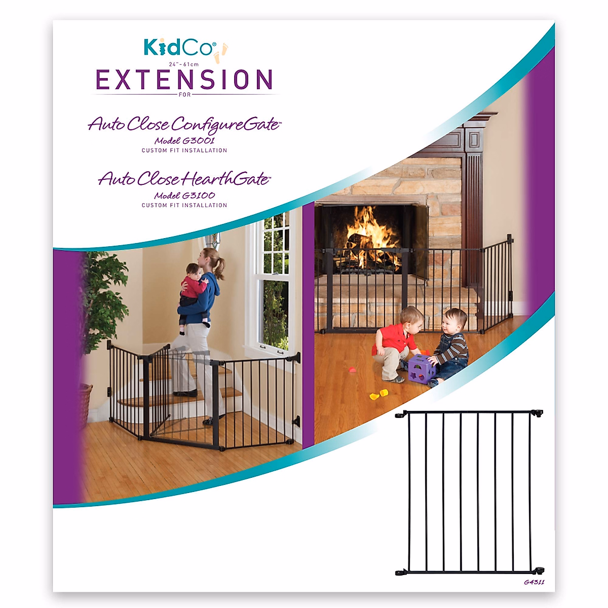 KidCo G6600 Hearth Gate Black Bundle Fits 152” (2) Items (1) G3111 and (1) G4311