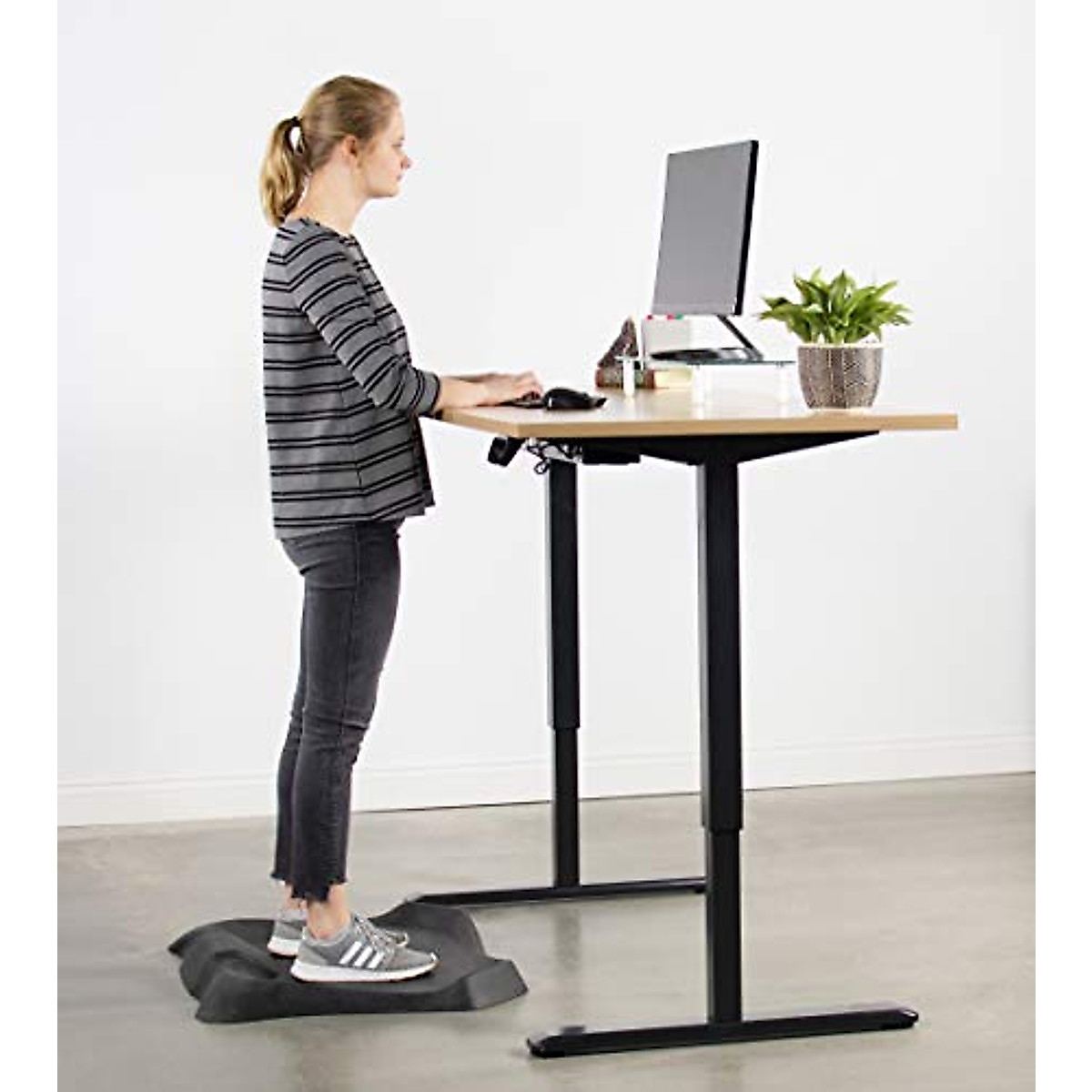 VIVO Electric Stand Up Desk Frame Workstation with Memory Touch Pad, Single Motor Ergonomic Standing Height Adjustable Base, Black, DESK-V102E