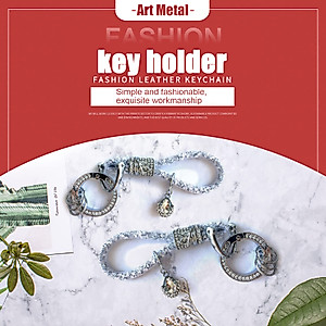 yonwait Pack-1 B-ling Crystal Car Keychain, Keychain Accessories With B-ling Rhinestones, Car Key Chains Glitter Key Ring (Silver)