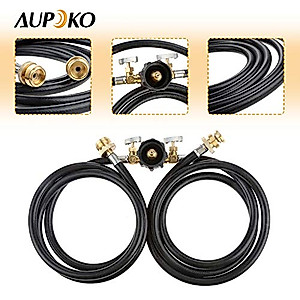 Aupoko Y Splitter CGA Propane Tank Converter Adapter Hose, 5 Feet 2 Way 350PSI High Pressure Extension Hose Assembly with QCC1 / Type1 for 20lbs Gas Tank, Fits for Camping Grill Stove