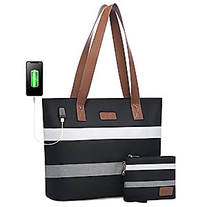 LOVEVOOK Laptop Shoulder Work Tote Bag for Women,Lightweight Casual Daily Bag Fits 15.6 In Laptop Handbag Purse 2pc/set