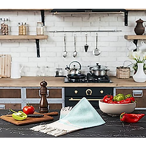 Rumi&Shams Turkish Hand Towel Set of 2 | 100% Cotton Modern Farmhouse Hand Towels | 16 x 32 Inches Boho Towels | Bathroom Hand Towels | Perfect Turkish Kitchen Towels | Bath Hand Towels (Aqua)