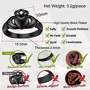 Irish Eternity Ring for Woman Silver Wedding Band Rings Black Stainless Steel Woman Love Friendship Jewelry