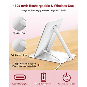 Gospire Travel Makeup Mirror with Lights and Magnification 10X, Portable Make Up Compact Tabletop with Adjustable Stand, 3 Colored Light Rechargeable Lighted LED Cosmetic Vanity- White