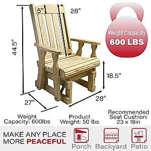 Amish Casual Heavy Duty 600 Lb Mission High Back Treated Glider Chair (Unfinished)