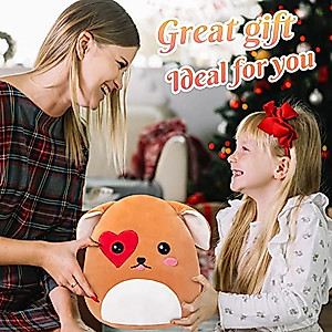 CozyWorld Puppy Dog Plushie Stuffed Animals Plush Pillow Soft Cuddly Toy Heart Love You Dog Valentine’s Birthday Gifts for Boys Girls 11.5 Inch