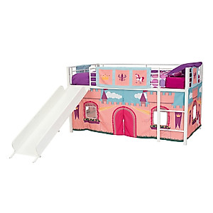 DHP Princess Castle Design Curtain Set for Junior Loft Bed, Kids Furniture, Pink