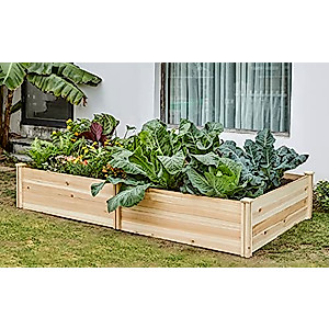 AMERLIFE 15 Inch Deep Wooden Raised Garden Planter 8x4FT Extra Large Raised Garden Bed Planter Box Garden Planters for Deep-Rooted Plants Outdoors Patio Backyard