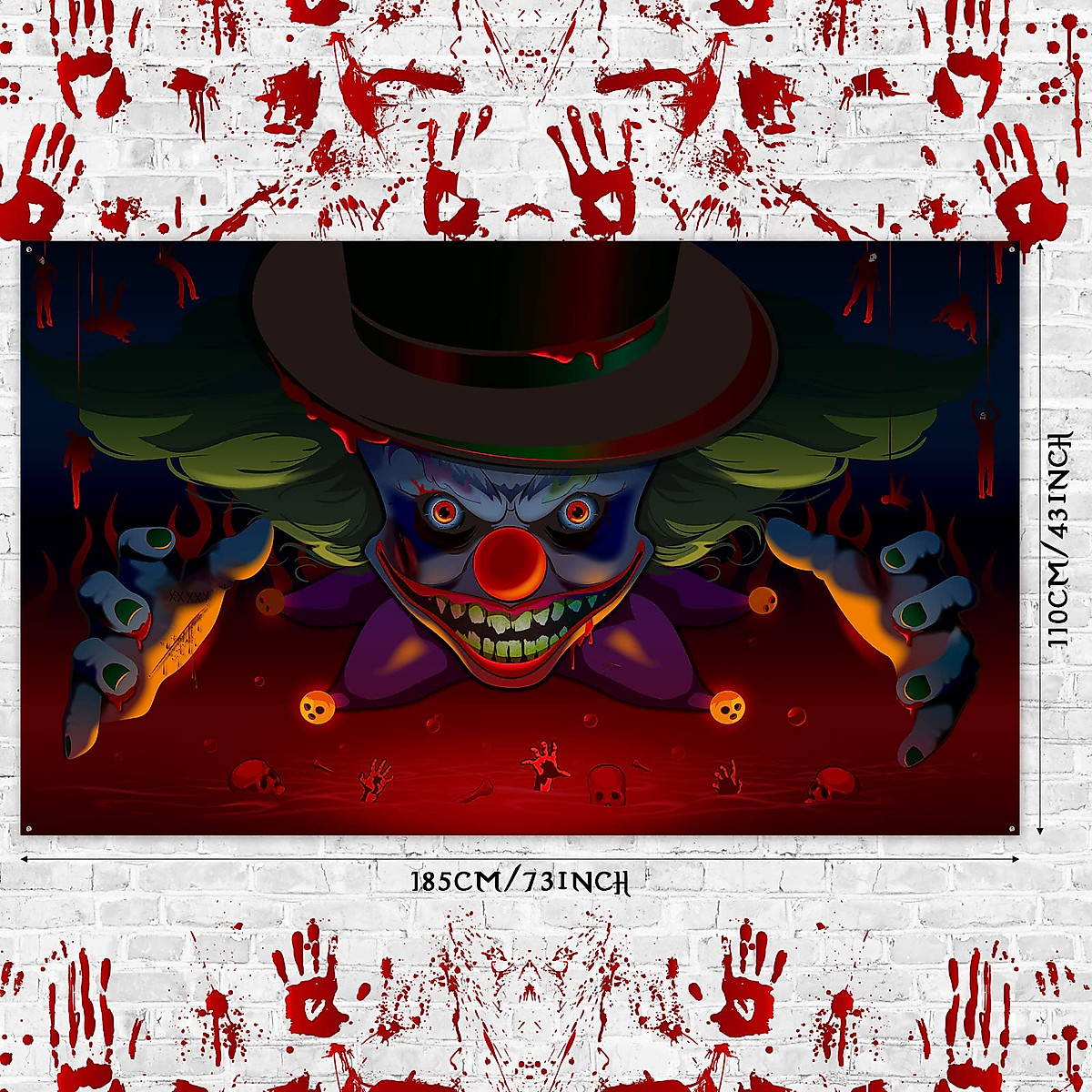 Halloween Clown Decorations Scary Carnival Backdrop Halloween Clown Banner Creepy Clown Background Photography for Horror Circus Carnival Halloween Party Decor Supplies Scary Evil Vampire (Scary)