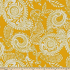 Pillow Perfect Paisley Outdoor Round Corner Chair Cushion Deep Seat, Weather, and Fade Resistant, Square Corner - 36.5" x 18", Yellow/Ivory Addie