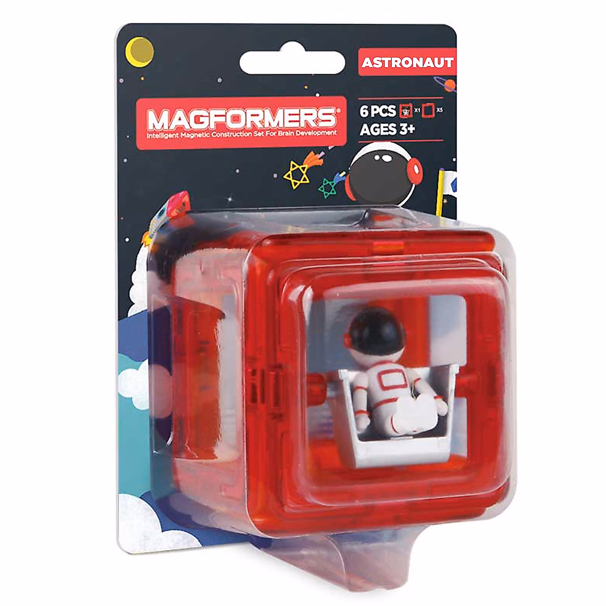 MAGFORMERS Figure Plus Astronaut (6 Piece) Magnetic Building Blocks, Educational Magnetic Tiles Kit, Magnetic Construction STEM Space Toy Set