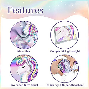 Unicorn Hooded Towel, Unicorn Beach Towel, Unicorn Towel for Girls 30" x 50", Cute Pink Rainbow Microfiber Absorbent Quick Dry Bath Swim Pool Towel Poncho Bathrobe with Hood Gifts for Kids Toddler