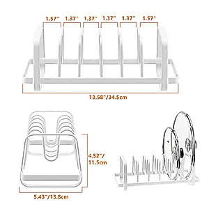 SANNO Pot Pan Lid Holders, Rack Organizer Pot lid Organizer Rack for Cabinet, Bakeware Rack,Kitchen Cookware Pantry Cabinet Storage Rack (pack of 2)