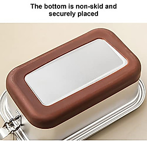 Food Container, Stainless Steel Food Container Bento Lunch Box Waterproof Leakproof Bento Box for Office Camping(Without Compartment)