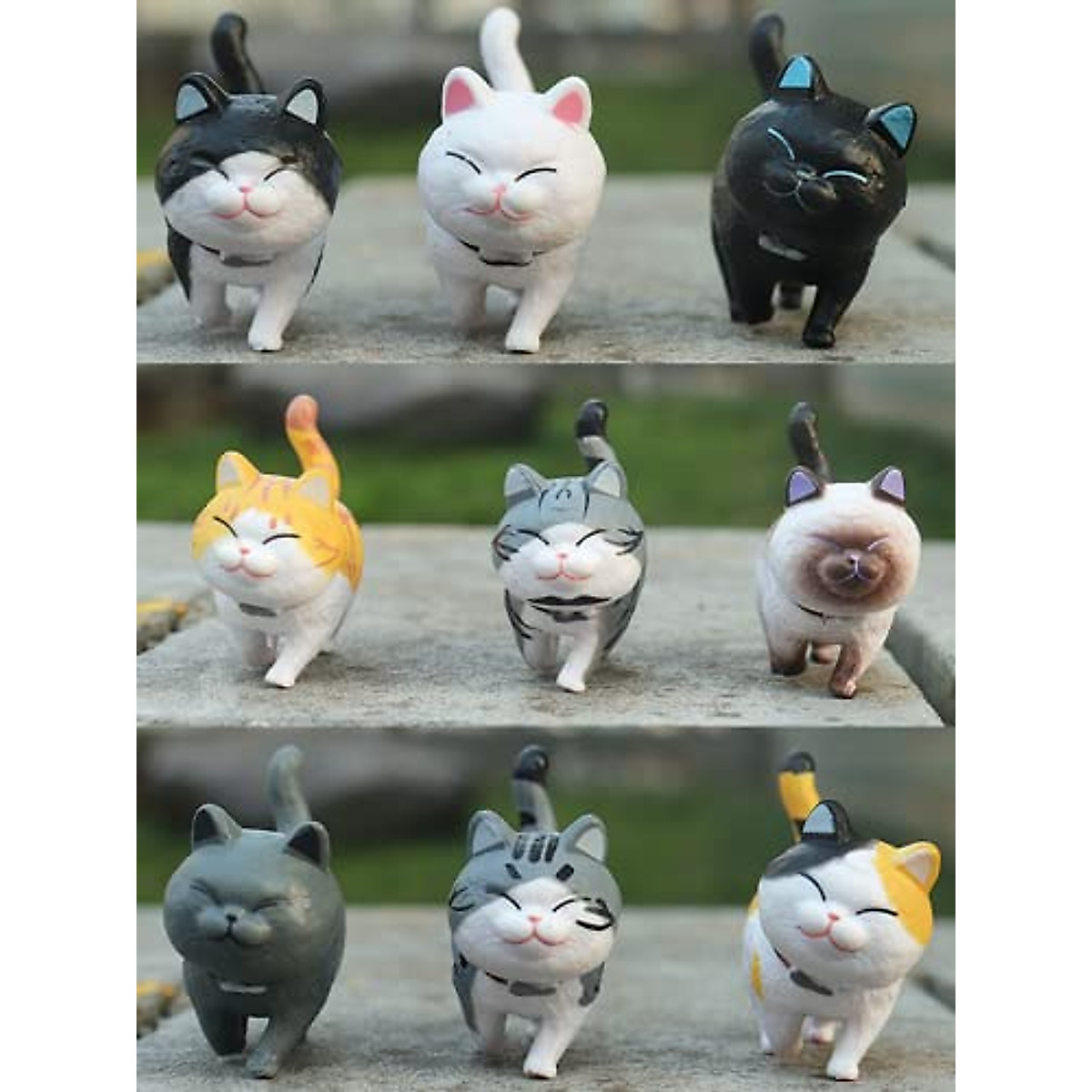 9 PCS Cute Miniature Cats Landscape Lovely Cats Figurines Fairy Home Garden Animals Kitten Adorable Cupcake Christmas Birthday Gift for Home Garden Decor Ornament Supplies