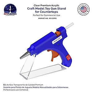 Marketing Holders Acrylic Small Gun Stand Model Toy Display 1.25" Inch Wide x 4.25" Inch Deep Clear Plexiglass Platform for Retail Tabletops DIY Artists and Crafters