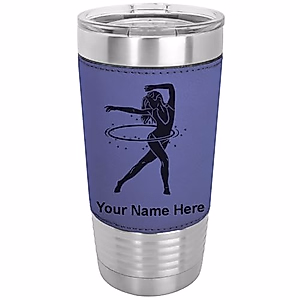 LaserGram 20oz Vacuum Insulated Tumbler Mug, Hula Hoop Woman, Personalized Engraving Included (Faux Leather, Dark Purple)