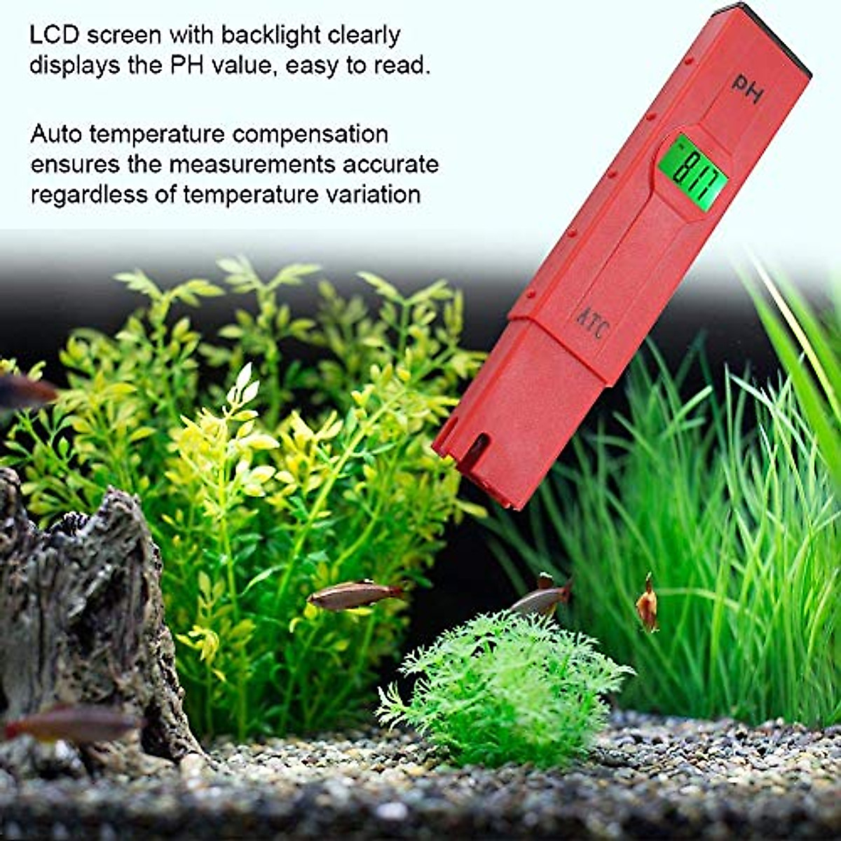 Portable PH Test Pen LCD Digital Food Beverage PH Meter Aquarium Pool Water Quality Testing Acid and Alkali Tester with Backlight