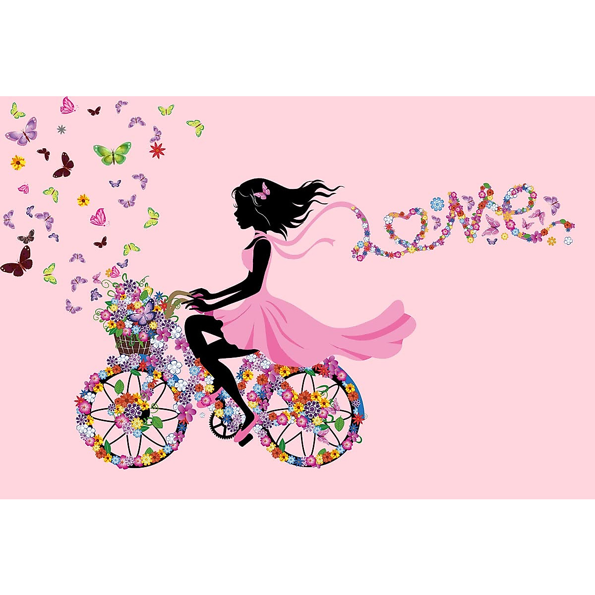 DEKOSH Girl Wall Decals for Kids Room | Wall Art Stickers with Butterflies and Flowers for Girls Bedroom Decor | Peel and Stick Girls Room Decorations for Nursery or Playroom