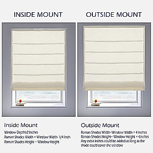 Sunbox Blinds Cordless Roman Shades for Windows, Window Treatments, Room Darkening Shades, Linen Fabric Roman Shades for Doors, Kitchen, Linen Cream