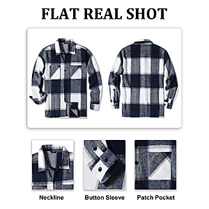 COOFANDY Mens Casual Jacket Lightweight Flannel Plaid Shirts Button Down Shirt for Daily Wear