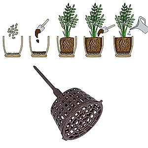 Yosoo 20PCS Plastic Fertilizer Mesh Baskets with Lids Anti‑Aging Planting Food Net Pots Garden Nutrition Cups for Succulent, Orchid, Bonsai Brown 3.1in x 1.8in