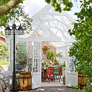 Ralbay Dusk to Dawn Sensor Outdoor Post Light, 3 Light lamp Post Street Light, Matte Black Outdoor Post Lighting Waterproof Pole Lights, 76.77" Outside Lamp Post Light for Backyard Garden