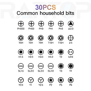 RARTOP Screwdriver Set - Small Screwdriver Set with 30Pcs Precision Screwdriver Bits, Mini Phillips Slotted Hex Star Torx Bits for Watch, Glasses, Cell Phone, Switch, Laptop and Electronics Repair