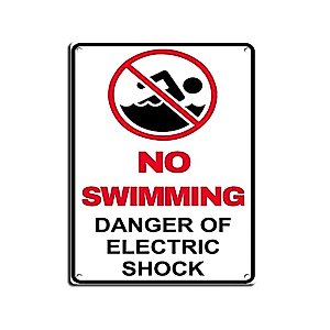 Tin Sign Swimming pool sign no lifeguard on duty swimming risk sign Home Gate Garden Bar Restaurant Cafe Office Shop Club Decoration 12x16inch