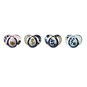 Tommee Tippee Moda Pacifiers, Symmetrical Design, BPA-Free Silicone Binkies, 6-18m, 4-Count