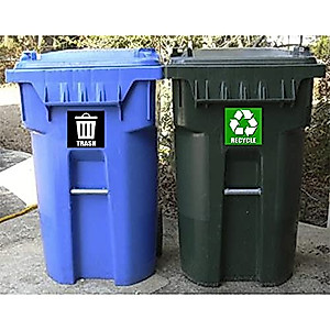 Trash and Recycling Stickers - 4" х 4" Recycle and Trash Stickers - Pack of 4 - Trash and Recycle Stickers - Waste Management Sticker - Trash Recycle Stickers - Recycling Stickers for Trash Can