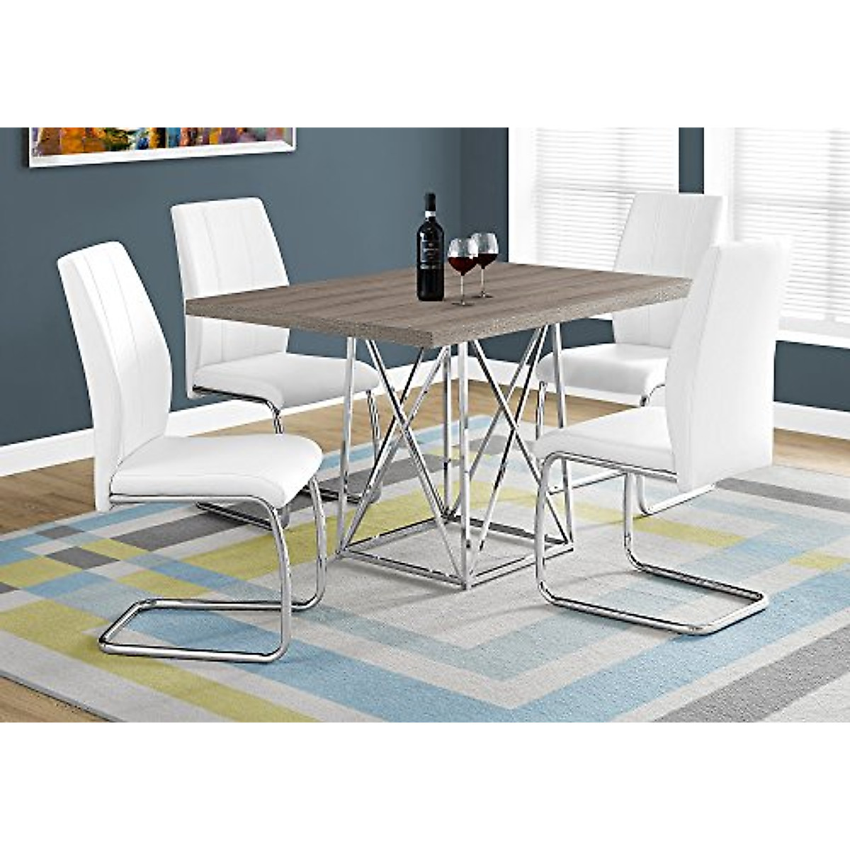 Monarch Specialties 2 Piece DINING CHAIR-2PCS/ 39" H/WHITE LEATHER-LOOK/CHROME, 17.25" L x 20.25" D x 38.75" H