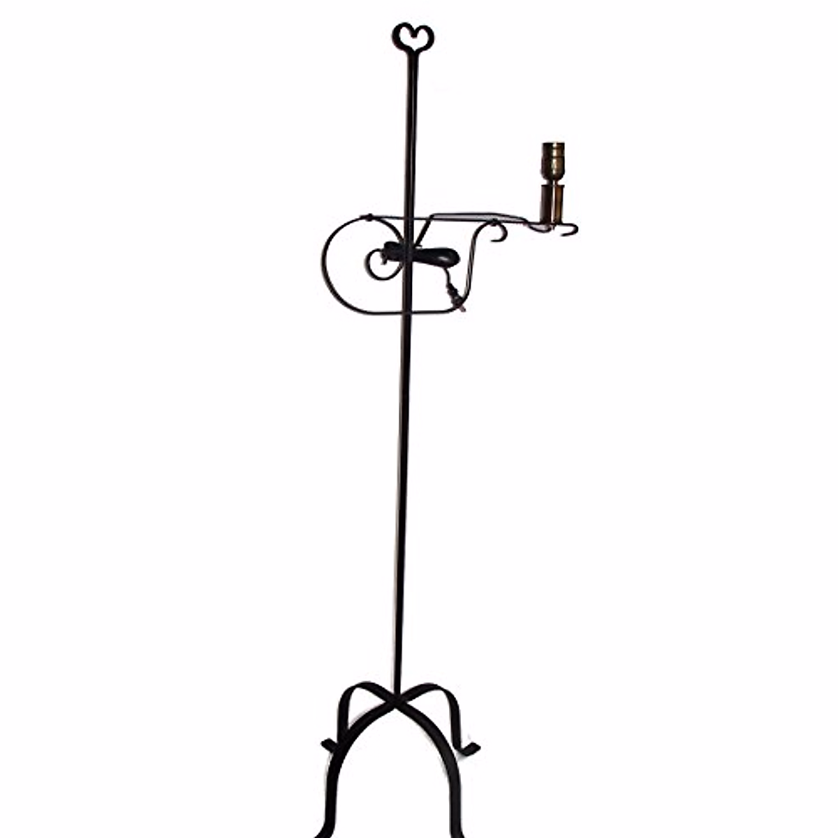 Wrought Iron Floor Lamp Heart Top - Amish Made