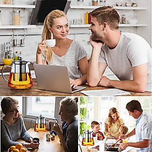 Glass Teapot with Removable Stainless Steel Infuser, Borosilicate Glass Tea Pot with Strainer,for Blooming Tea & Loose Leaf Tea, Microwave & Stovetop Safe (33OZ)