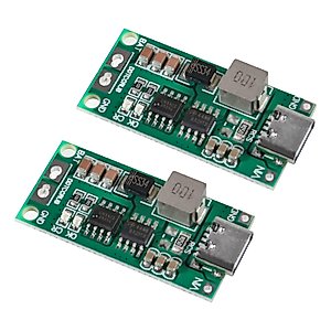 AITIAO 2PCS Type C BMS 2S 3S 4S 1A 2A 4A 18650 3.7V Lithium Battery Charge Board Step-Up Boost Li-Po Polymer USB C to 8.4V 12.6V 16.8V(3S 2A)